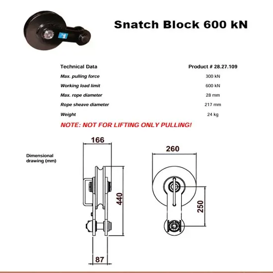 Sepson Snatch Block 600kN | Bozmac Towing Equipment